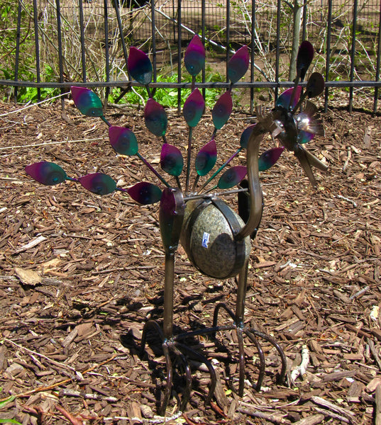 Metal Rock Rocking Peacock Yard Garden Ornament Mtpcs004 Camino Real