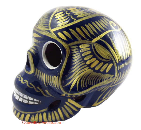 Day Of The Dead Hand Painted Skull LCS009 – Camino Real Imports
