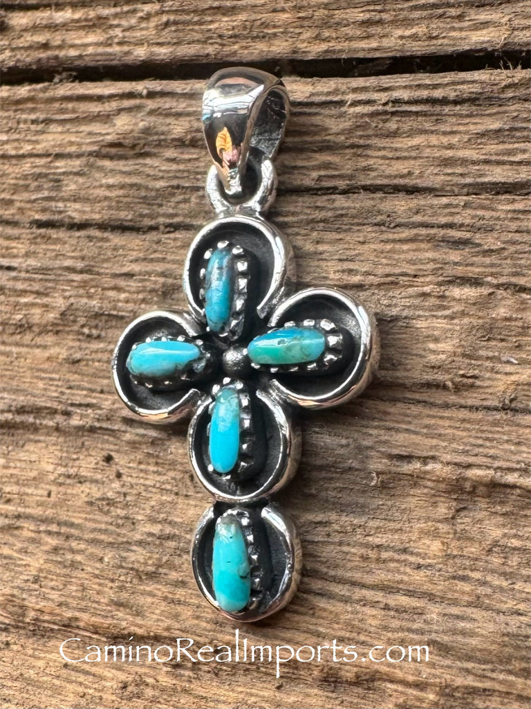 Turquoise Sterling Silver Cross Pendant – Camino Real Imports