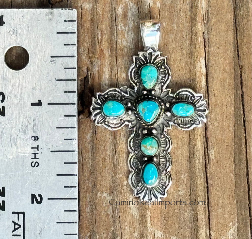 Sterling Silver Turquoise Inlay Cross Pendant SSPC2001 – Camino Real ...