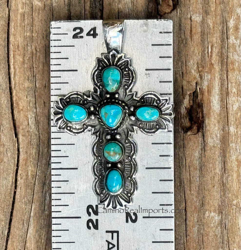 Sterling Silver Turquoise Inlay Cross Pendant SSPC2001 – Camino Real ...