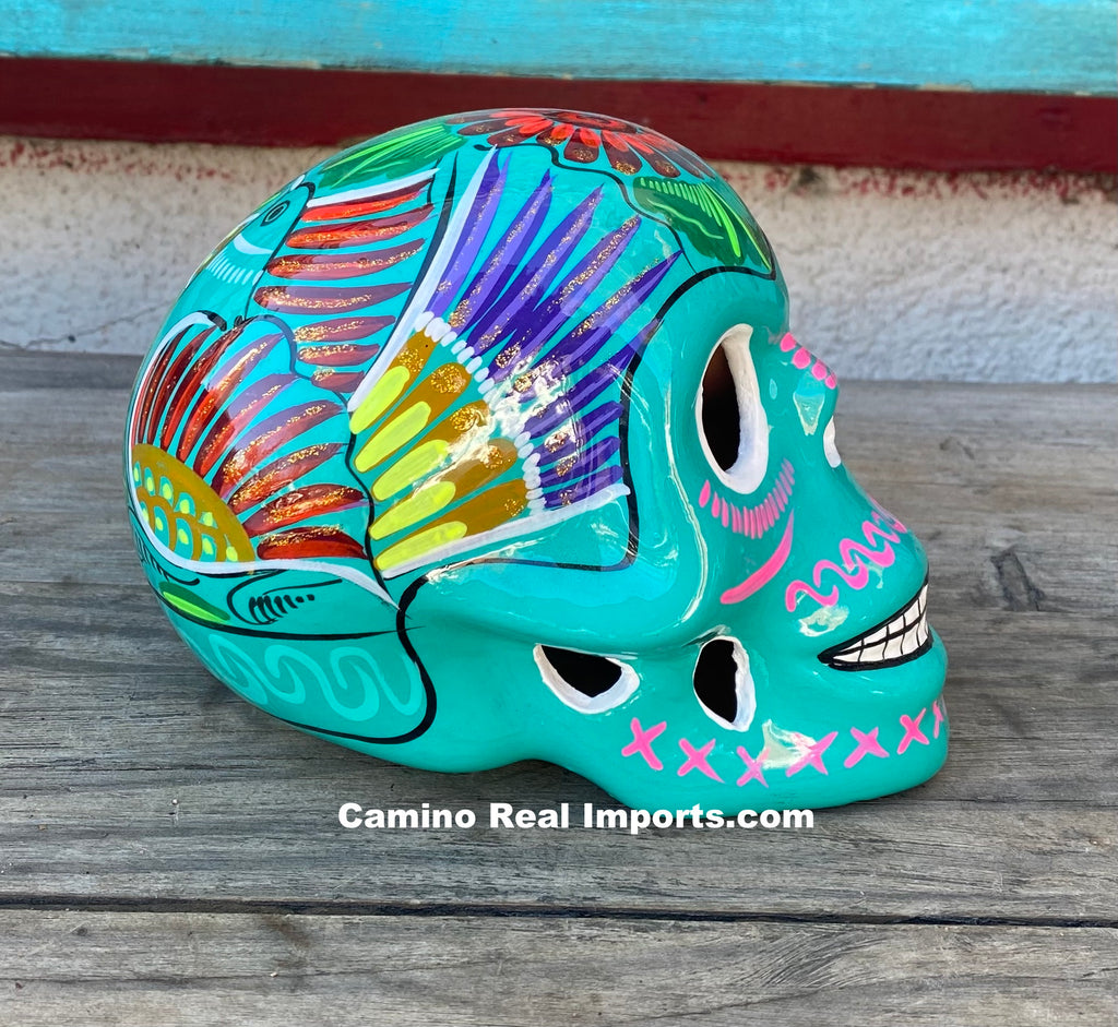 Day Of The Dead Hand Painted Skull LCS003 – Camino Real Imports