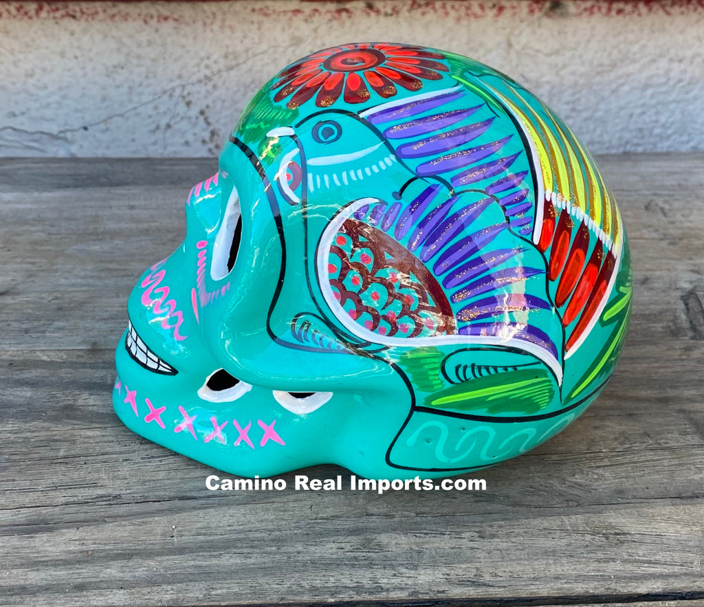 Day Of The Dead Hand Painted Skull LCS003 – Camino Real Imports