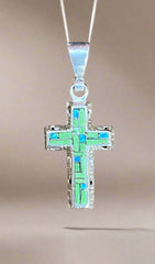 Gaspeite Sterling Silver Cross Pendant From New Mexico Stamped ...