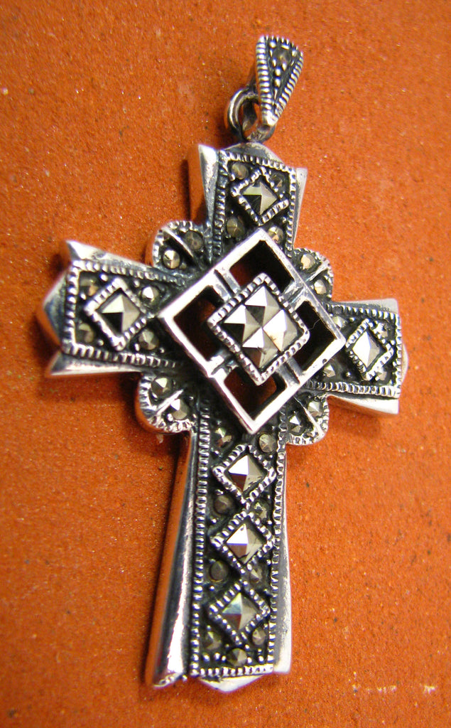 Marcasite Cross Silver Pendant TSC006 – Camino Real Imports