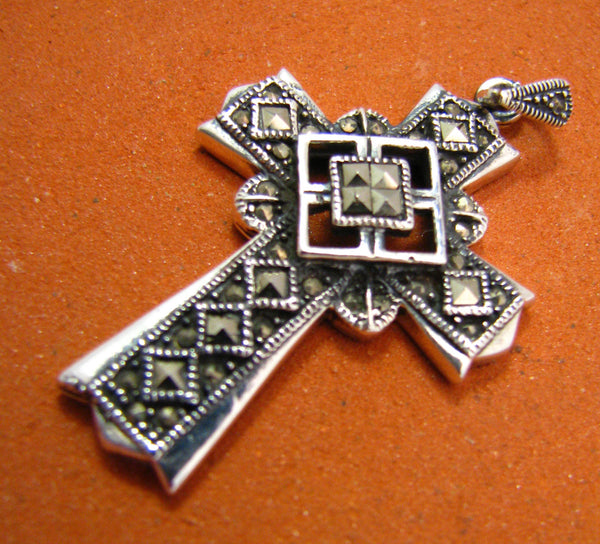 Marcasite Cross Silver Pendant TSC006 – Camino Real Imports